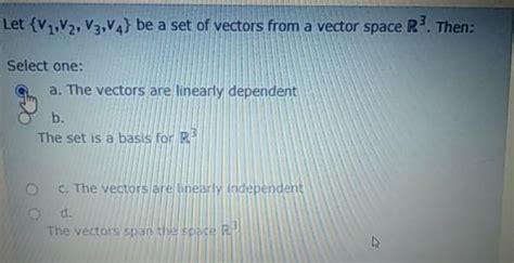 solved let {v1 v2 v3 v4} be a set of vectors from a vector
