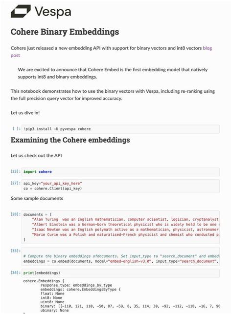 jo kristian bergum on linkedin binary embeddings from cohere in vespa
