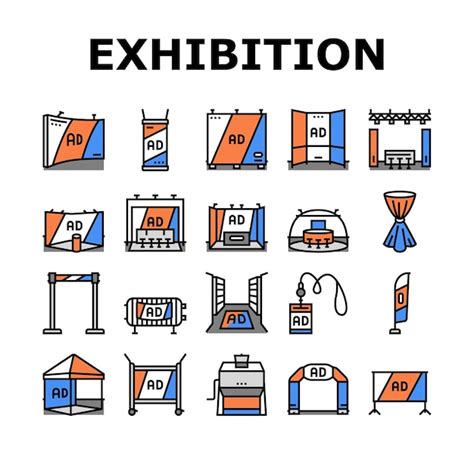 Premium Vector Stand Trade Show Event Booth Icons Set Vector