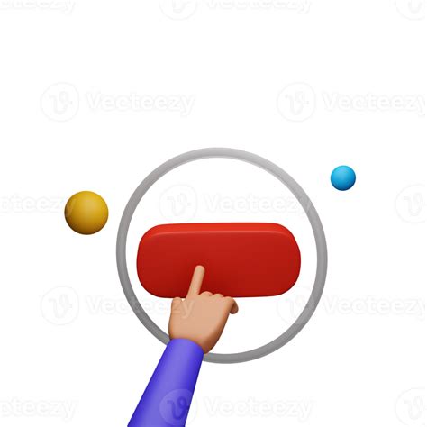 3d rendering of human hand pushing button 23799214 png