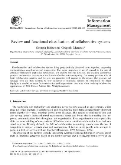 Review And Functional Classification Of Collaborative Systems