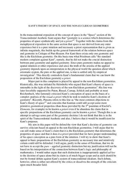 kant s theory of space and non euclidean geometriepdf