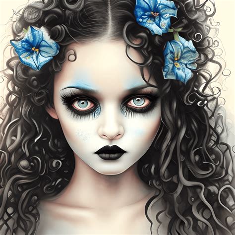 Cute Girl With Goth Makeup Style · Creative Fabrica