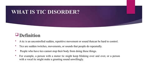 Tic Disorder Diagnosis Treatment Pptx