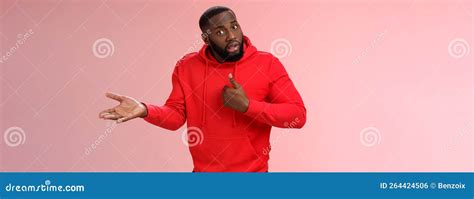 Guy Asking Why Blame Him Portrait Surprised Wondered Black Bearded Man