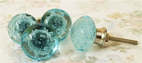 Aqua Bubble Glass Knobs