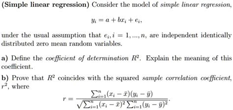 Solved Simple Linear Regression Consider The Model Of Simple Linear Regression Yi A Bri