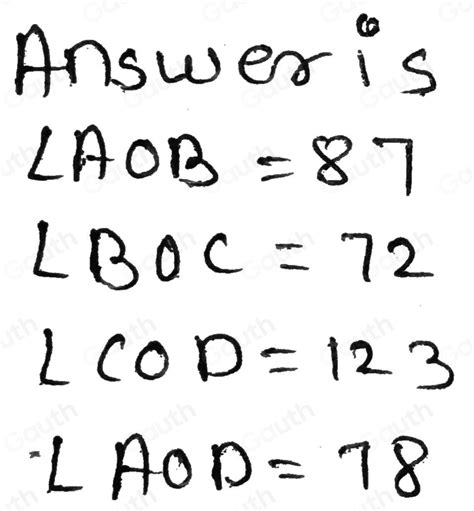 Solved 7cf7 Find The Size Of The Angles Below I Acute ∠ Aob Acute ∠ Boc Iii Obtuse ∠ Cod Iv