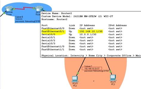 connectivity issue can`t ping pc in subnet a to pc in subnet c