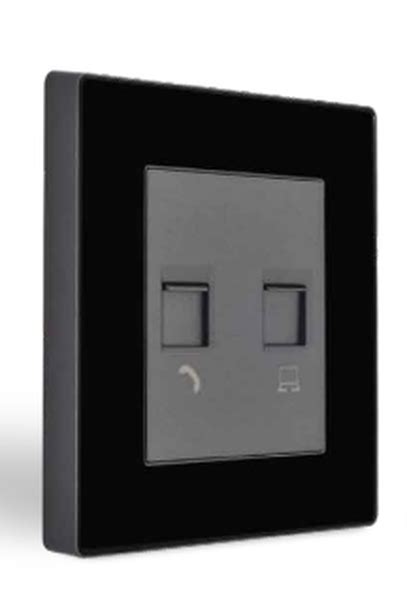 Sco Blk Glmcc01 Crystal Opulent Series Black Double Computer Socket Cat 6