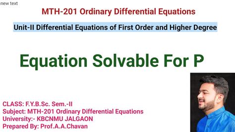 Solvable For P Ordinary Differential Equations Fybsc Kbcnmu Jalgaon
