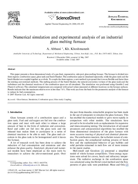 pdf numerical simulation and experimental analysis of an industrial