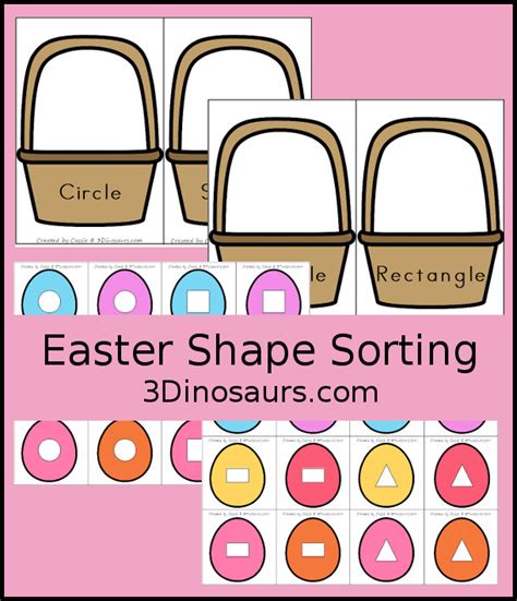 Free Easter Egg Shape Sorting Printable 3 Dinosaurs