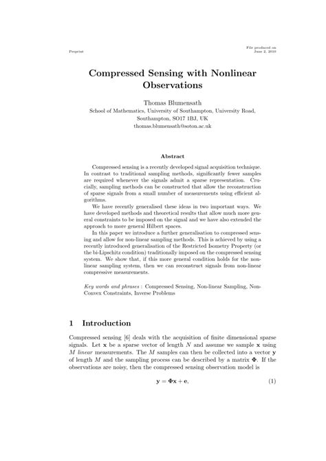 Pdf Compressed Sensing With Nonlinear Observations