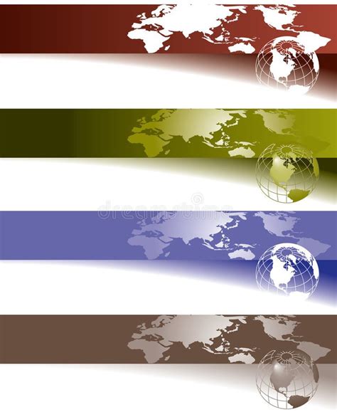 Globe And World Map Banners A Set Of Banners Created By A Colored