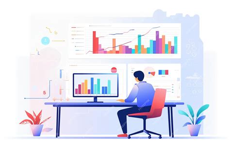 Premium Vector Data Analyst Processing Style