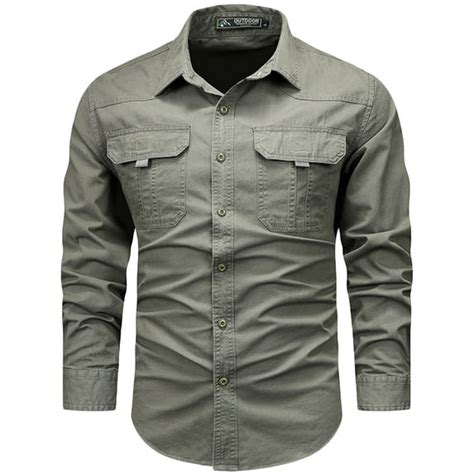 Cfhntfmh Mens Long Sleeve Hiking Shirt Workwear Outdoor Camping Shirts