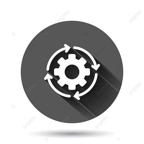 Flat Workflow Icon With Gear And Circle Button Vector Technology