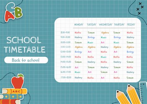 Lively School Timetable Template With Playful Design — Kapwing