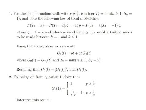 Answered 1 For The Simple Random Walk With P ‡ Bartleby