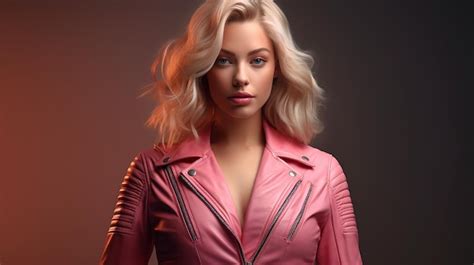 Premium Ai Image Fashion Portrait Of Young Woman In Pink Leather