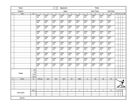 Free Printable Baseball Score Sheet Scorecard Templates [excel Pdf]