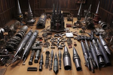 Premium Ai Image Rocket Parts Organized And Laid Out For Assembly