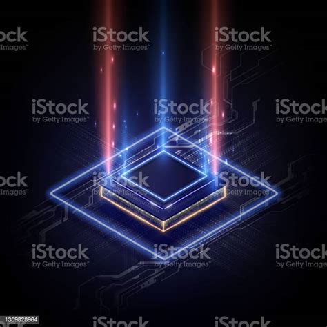 추상 기술 칩 프로세서 배경 회로 기판 및 Html 코드 3d 일러스트 블루 기술 배경 벡터 추상적인에 대한 스톡 벡터 아트 및 기타 이미지 Istock