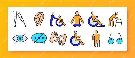 Premium Vector Disability Set Icon Crutches Hearing Impairment