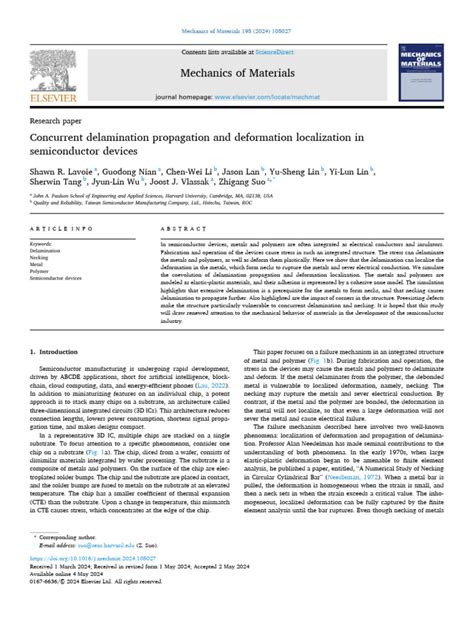 Concurrent Delamination Propagation And Deformation Localization In Semiconductor Devices Pdf