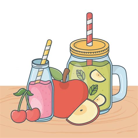 Dibujos Animados De Comida Saludable Deliciosa Vector Premium
