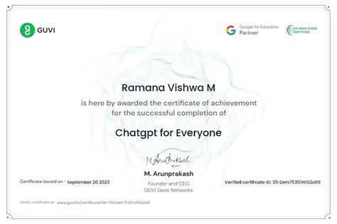 Ramana Vishwa M On Linkedin Here The Certificate For Completion Of
