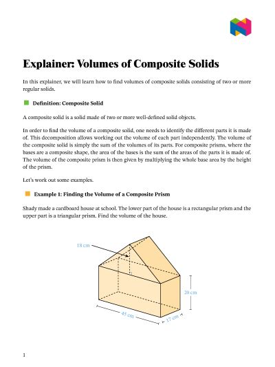 Lesson Volumes Of Composite Solids Nagwa