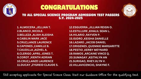 Deped 📢 Congratulations To All Special Science Program Admission Test