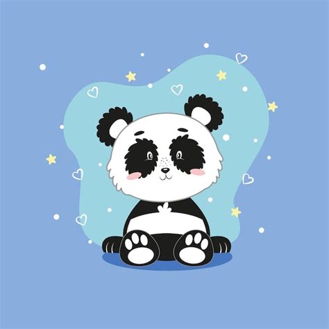 Premium Vector Cute Panda Cub Drawing