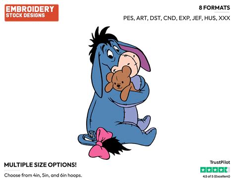 Hugging Teddy Bear Eeyore Winnie The Pooh Disney Embroidery