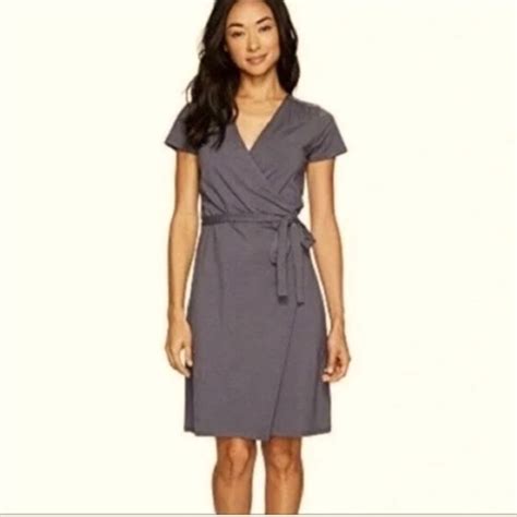 Pact Dresses Pact Organic Cotton Short Sleeve Wrap Dress Gray S