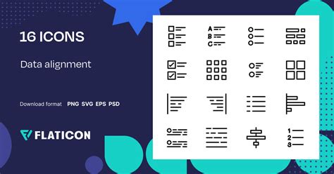 Data Alignment Icon Pack Outline 16 Svg Icons