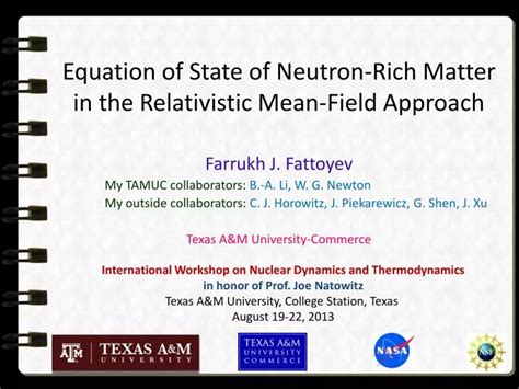 Ppt Equation Of State Of Neutron Rich Matter In The Relativistic Mean Field Approach