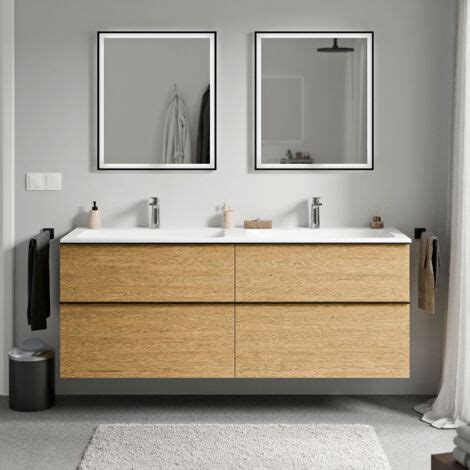 Badmöbel Unterschrank Bernstein Lavoa 160cm Mit Mineralguss Waschbecken Cream Badmöbel Eiche