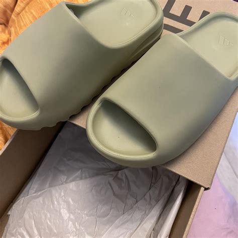 Yeezy Women S Green Slides Depop