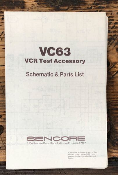 Vcr Test Accessory Schematic And Parts List Original Vintage Audio