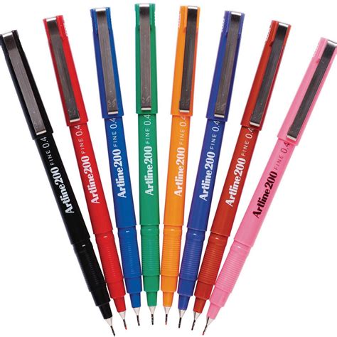 Artline 200 Fineliner Pens 04mm 8 Colours Assorted Pack Of 12