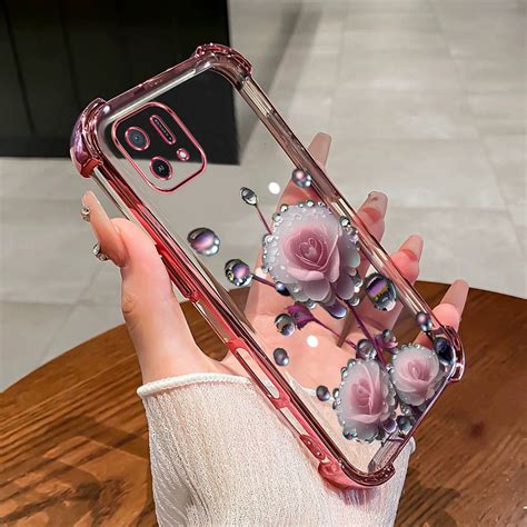 Case For Oppo A16k A16e Phone Case Pink Flower Bud Four Corner Silicone