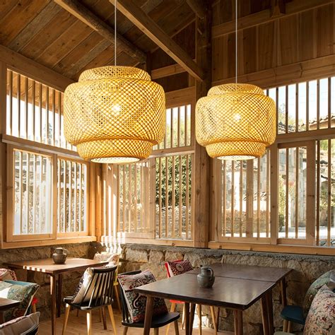 Creative Pendant Light Weaving Lights Bar Natural Ceiling Ceiling