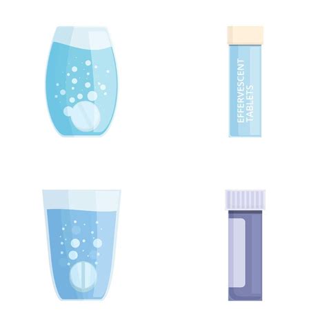 Effervescent Tablets In Water Set 46098719 Vector Art At Vecteezy