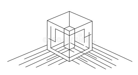 An Optical Illusion Line Drawing Of A Cube With An Impossible Geometry