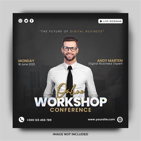 Premium PSD Online Business Workshop Webinar Conference Design Template
