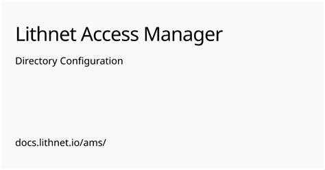 Directory Configuration Lithnet Access Manager