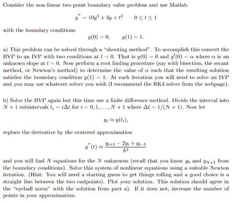 Solved Consider The Non Linear Two Point Boundary Value